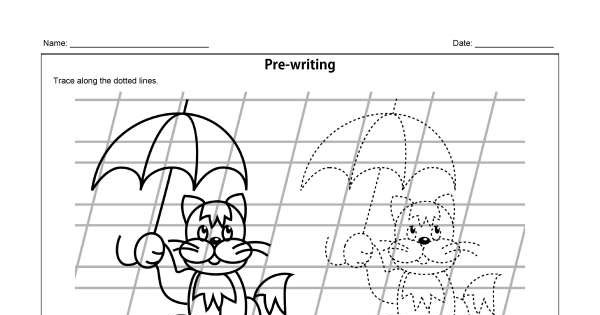 Pre-writing 119 (Cat with umbrella) – Animaplates