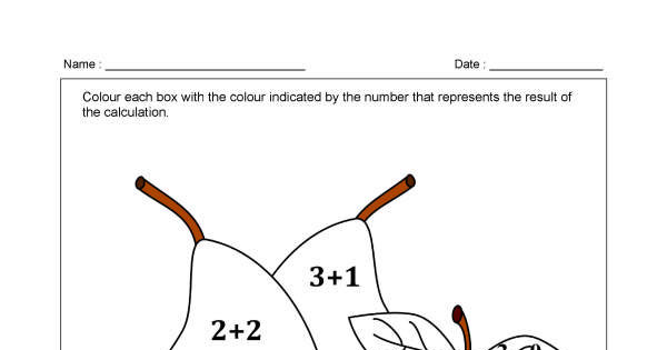 Fruits (math and colouring) – Animaplates