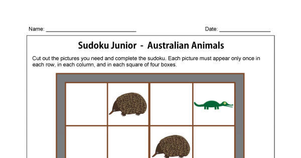 Australian Animals Sudoku – Animaplates